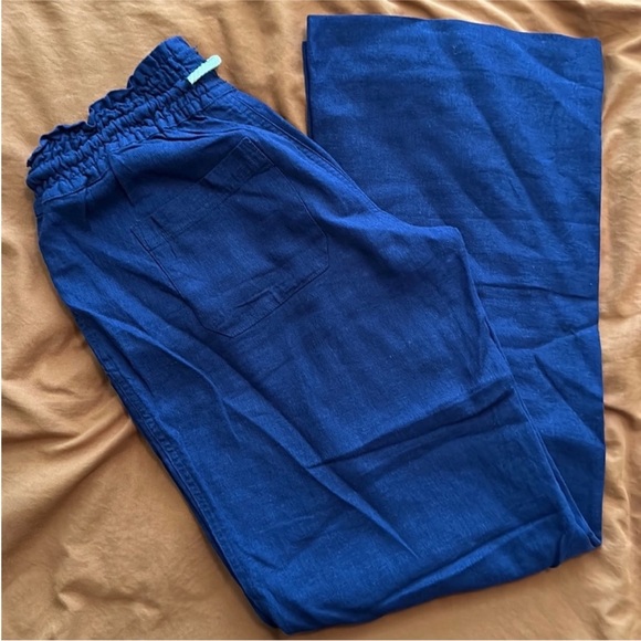 Roxy | Pants & Jumpsuits | Roxy Navy Blue Wide Linen Pants | Poshmark